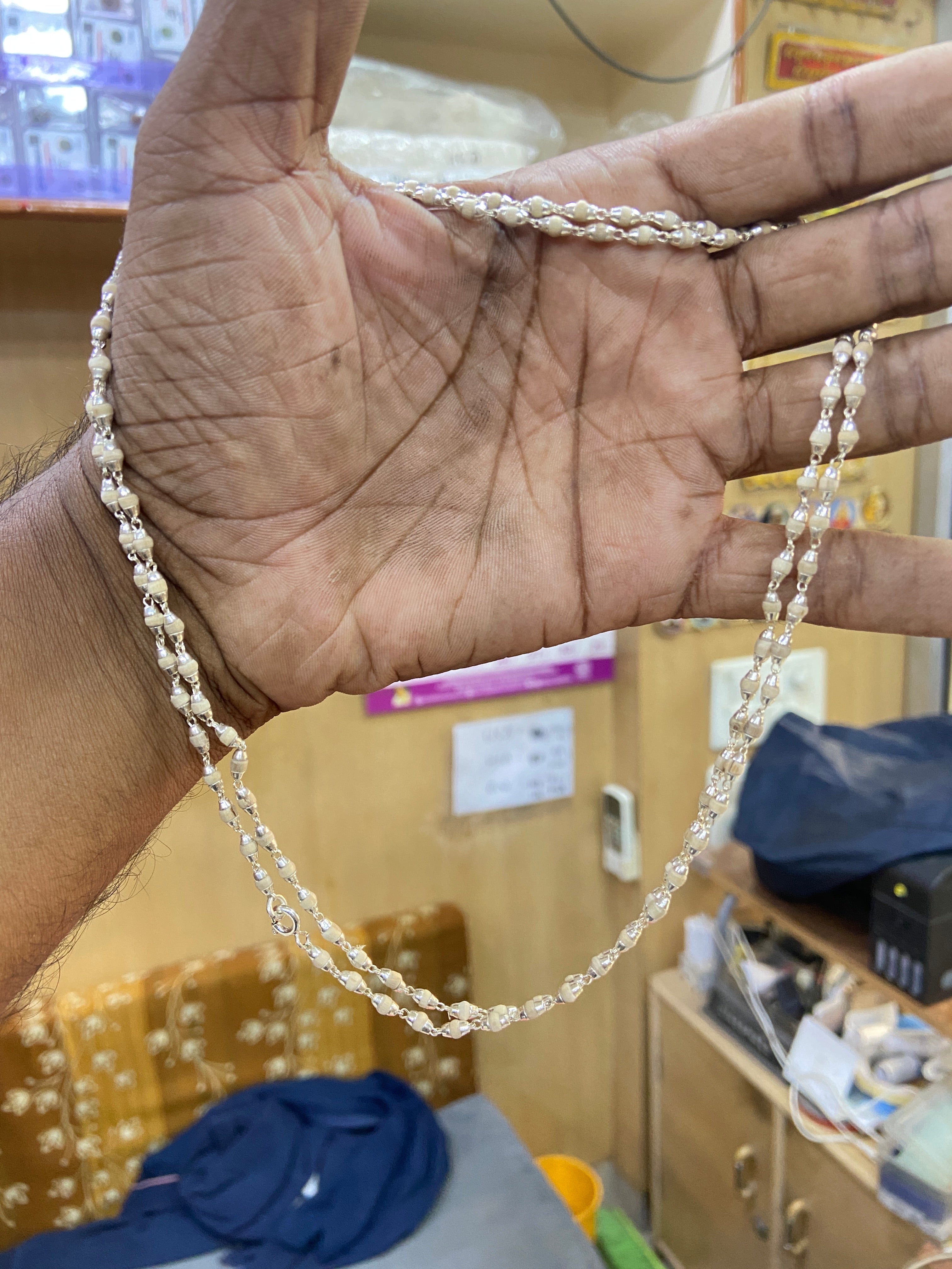 2 Round Silver original Tulsi Kanti Mala(32 inch) original Tulsi Kanti ...